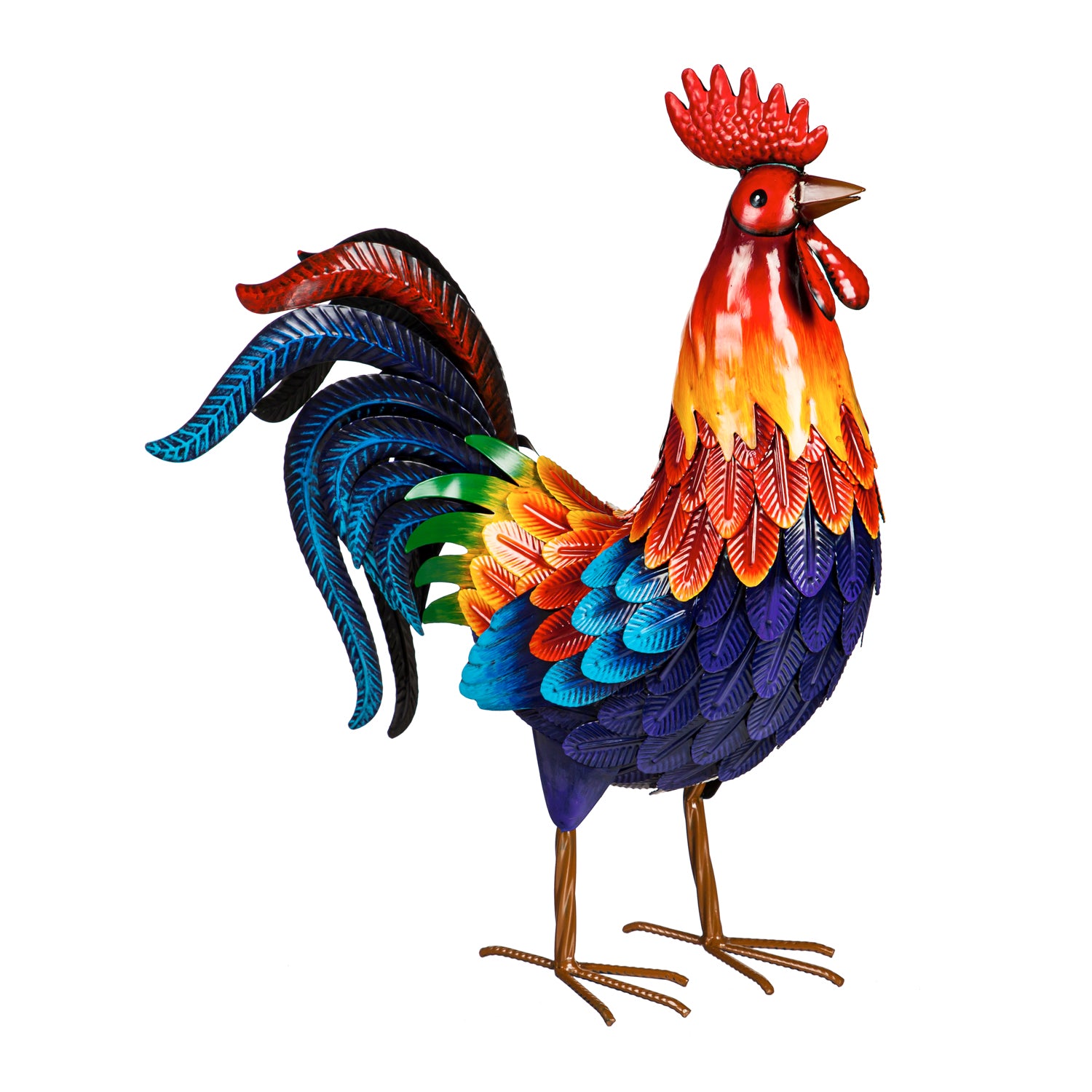 Colorful Rooster Metal Garden Statuary – Presents of Mind