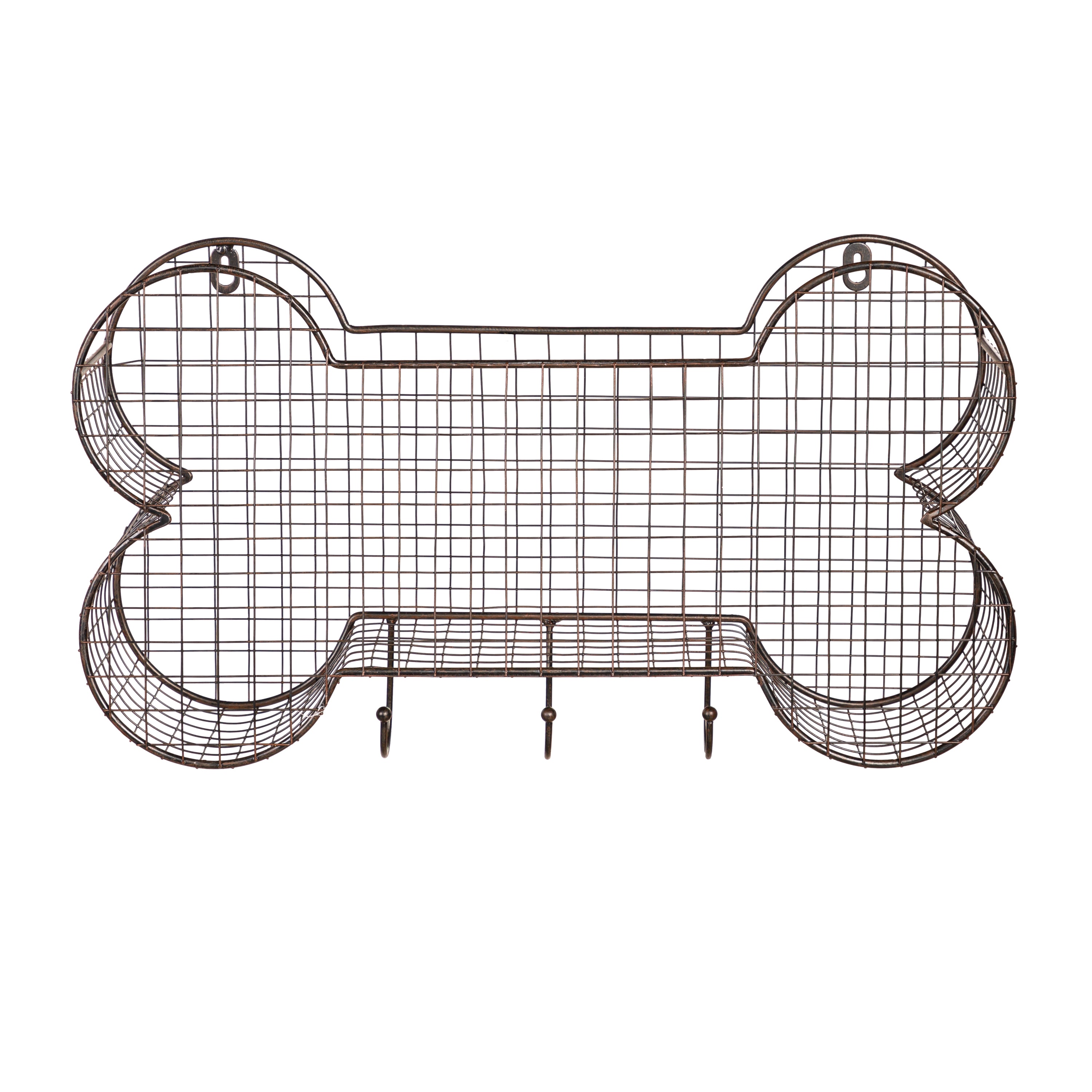 Black Metal Dog Bone Wall Storage Bin with Hooks – Presents of Mind