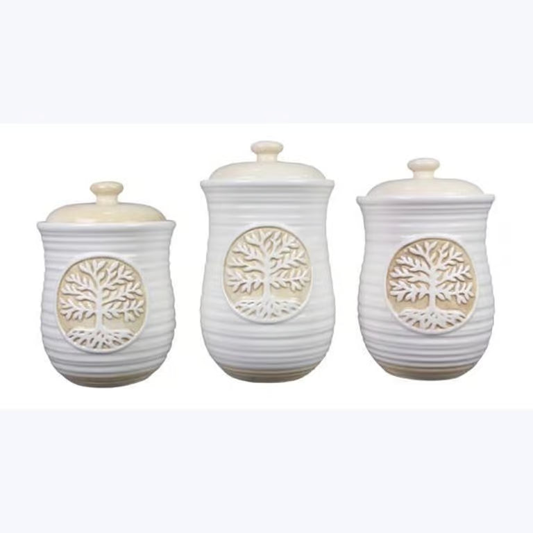 Ceramic Tree of Life 3pc Canister set – Presents of Mind