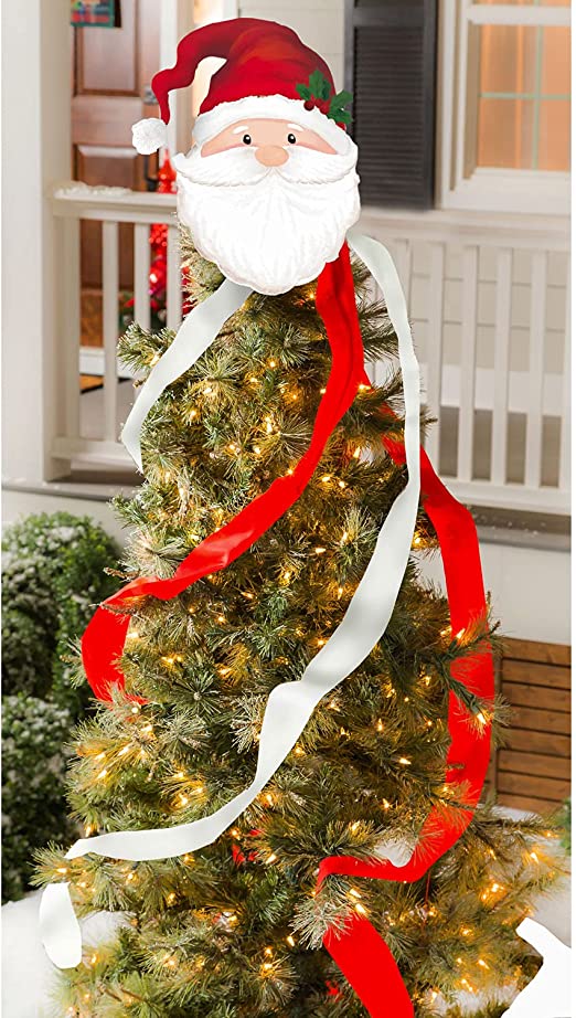 Santa Head Tree Topper-With Streamer Ribbon – Presents of Mind